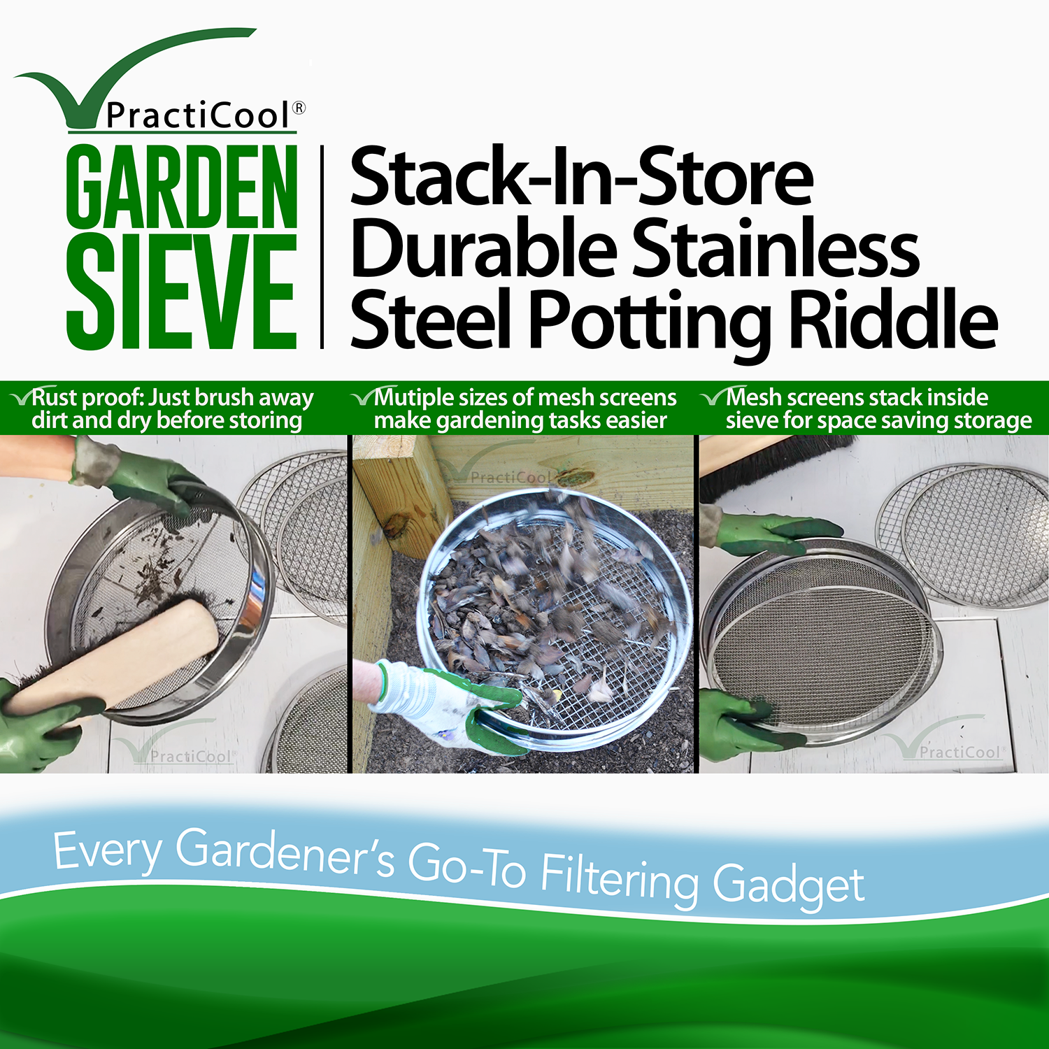 Practicool. Practicool Garden Potting Mesh Sieve - Sifting Pan ...